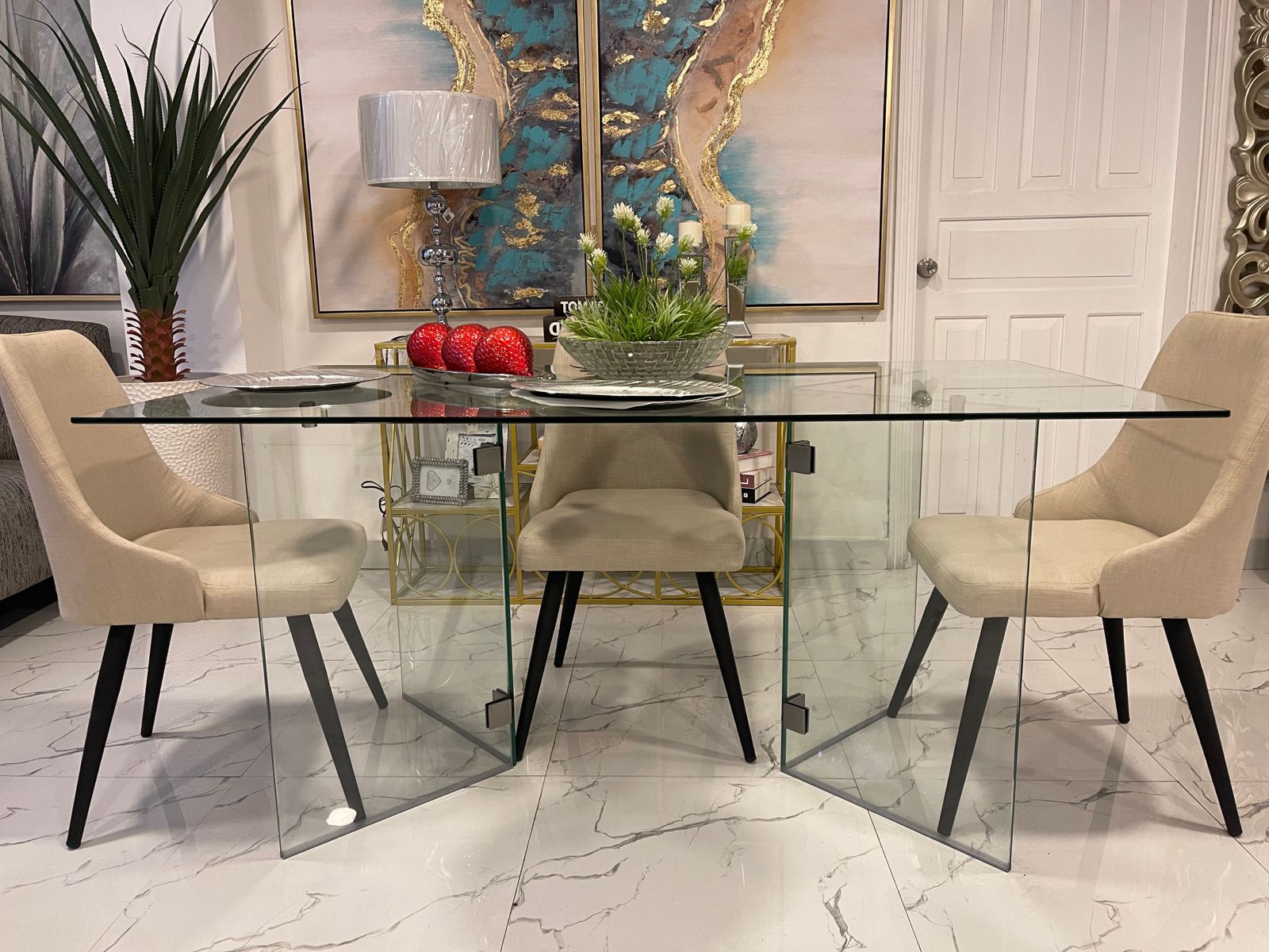 COMEDOR VIDRIO VANE 4 SILLAS – Deco Stilo